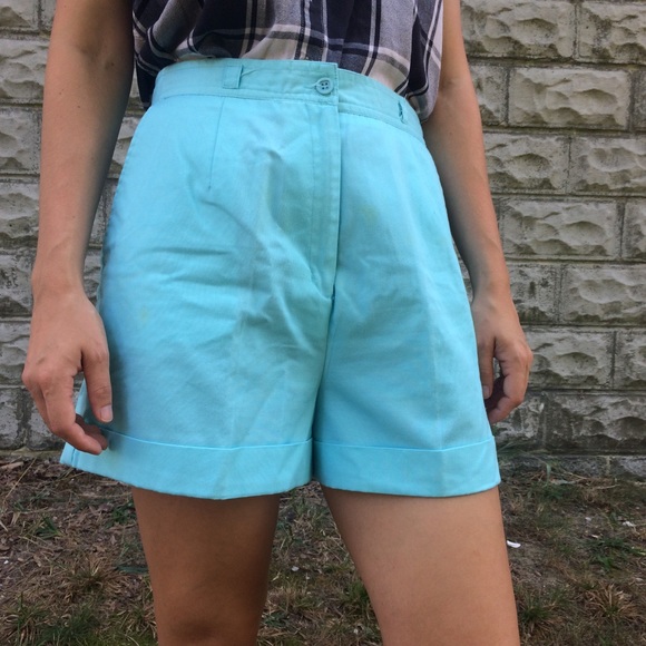 Vintage | Shorts | Vintage 8s Baby Blue High Waisted Short | Poshmark